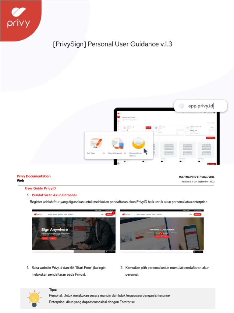 Panduan Pendaftaran Akun PrivyID | PDF