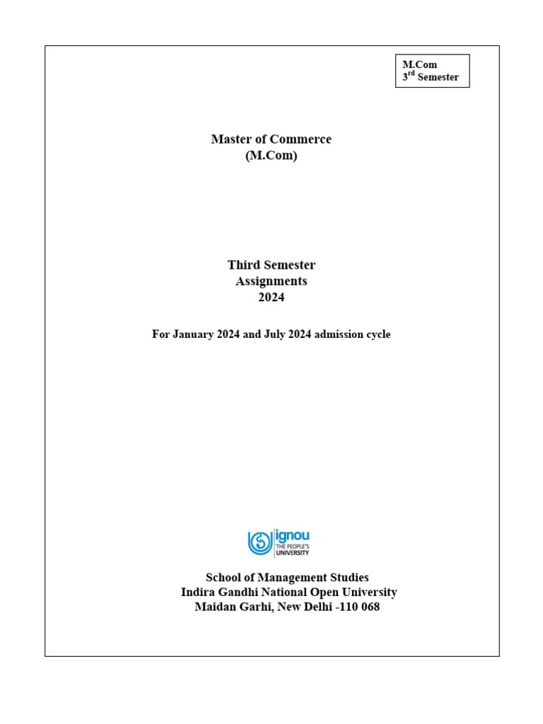 M.Com 3rd Semester Assignments 2024 | PDF | Exports | Statistics