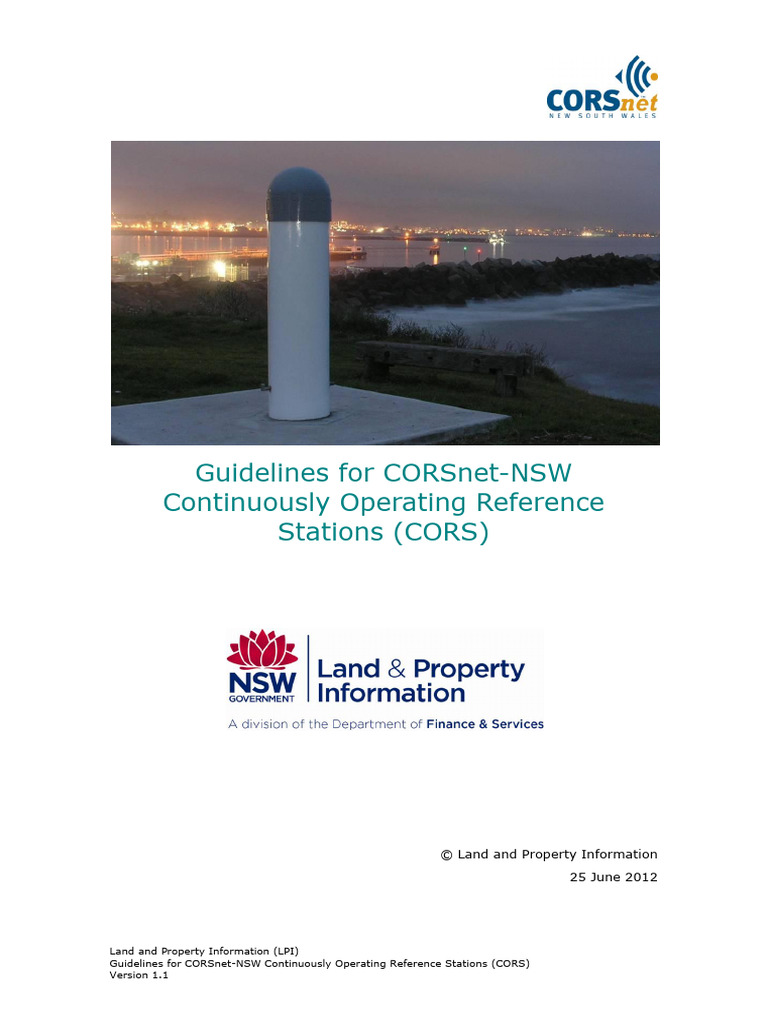 Guidelines_for_CORSnet-NSW_CORS_v1.1 | PDF | Geodesy | Surveying