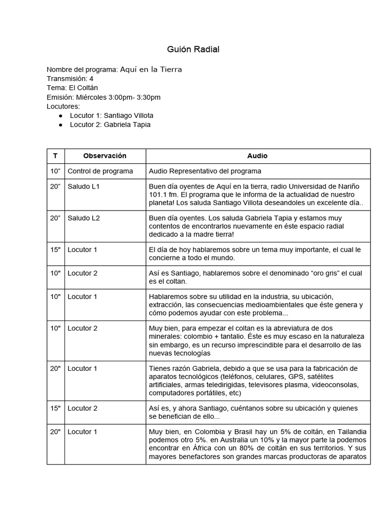 Guión Radial | PDF | Ciencia y matemáticas | Libros para adolescentes