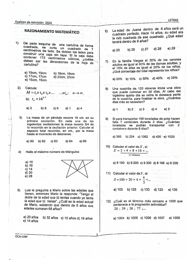 Letras Admisión 2024 | PDF