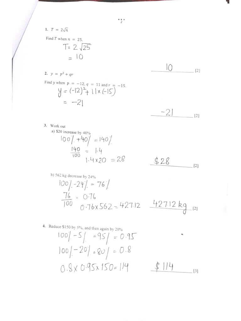Math P2 Review Key- Y8 | PDF