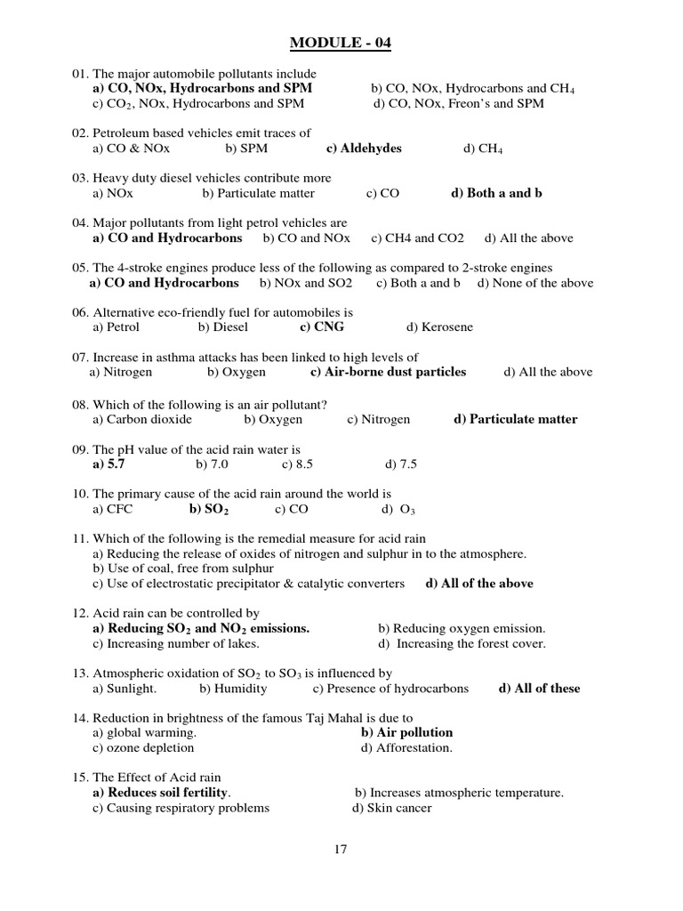 Module 4 Notes MCQ | PDF | Atmosphere Of Earth | N Ox