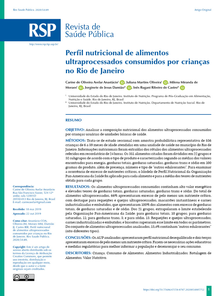 Alimentos e Crianças Ultraprocessados | PDF | Obesidade | Alimentos
