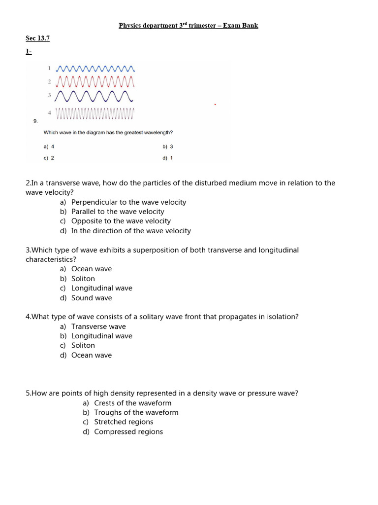 Grade 10 Question Bank 3rd Term | PDF | Waves | Sound