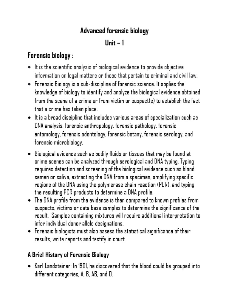 Forensic Biology Essentials | PDF | Menstruation | Biology