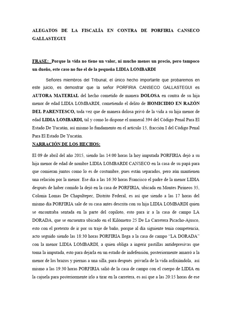 Alegatos de Lidia Lombardi | Descargar gratis PDF | Justicia penal | Crimen y violencia