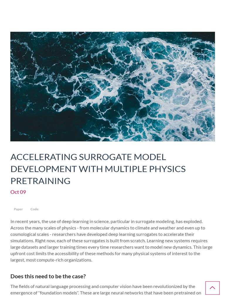 ACCELERATING SURROGATE MODEL DEVELOPMENT WITH MULTIPLE PHYSICS PRETRAINING | PDF | Navier–Stokes ...