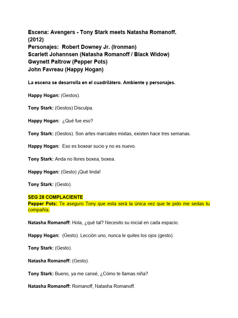 Script - Ironman - Avengers - Tony Stark Meets Natasha Romanoff | PDF