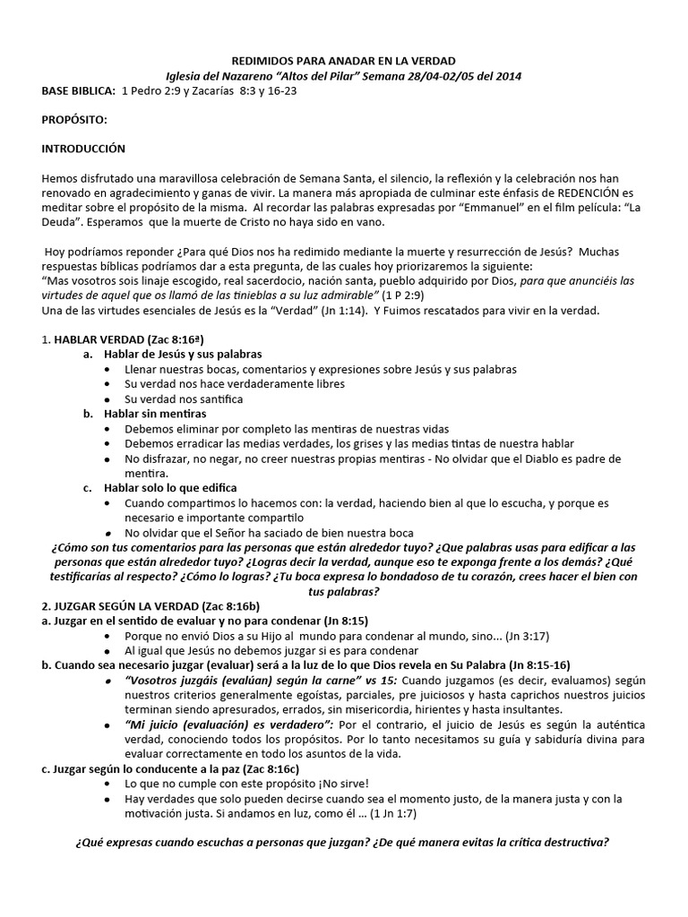 Redimidos para Anadar en La Verdad | PDF | Verdad | Jesús
