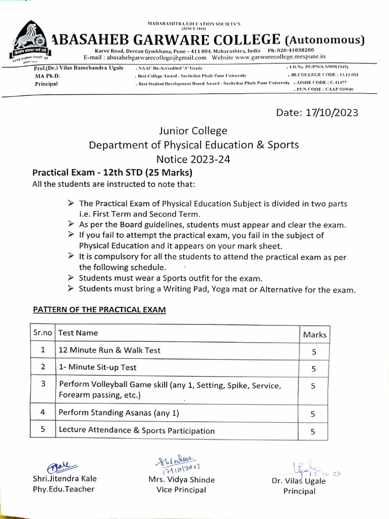 Practical Exam Notice 2023-24 | PDF | Hindu Prayer And Meditation | Yoga