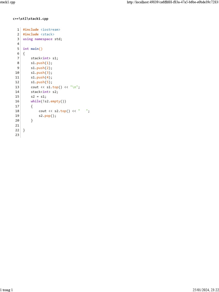 C++ Stack Operations Example | PDF