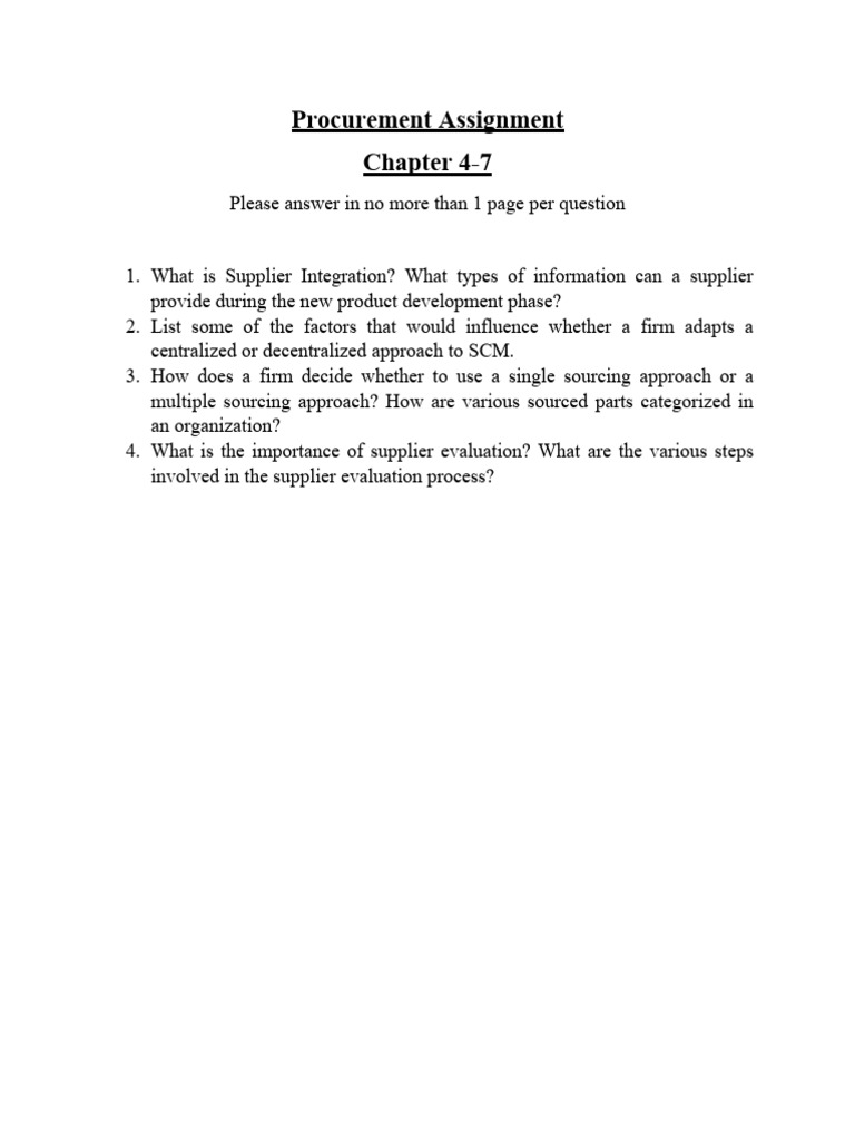 Procurement Assignment: Supplier Strategies | PDF | Business