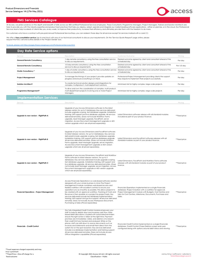 fms-service-catalogue-2021 | PDF | Databases | Consultant