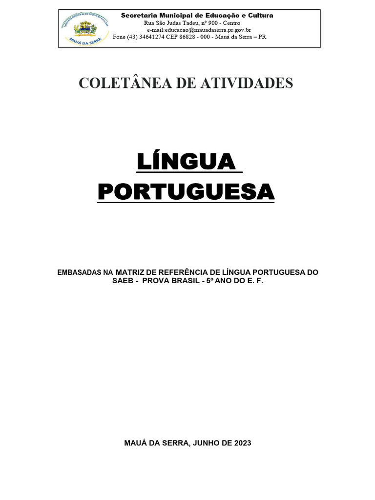Coletânea de Atividades Da Prova Brasil de Português - 5º Ano | PDF | Pedagogia