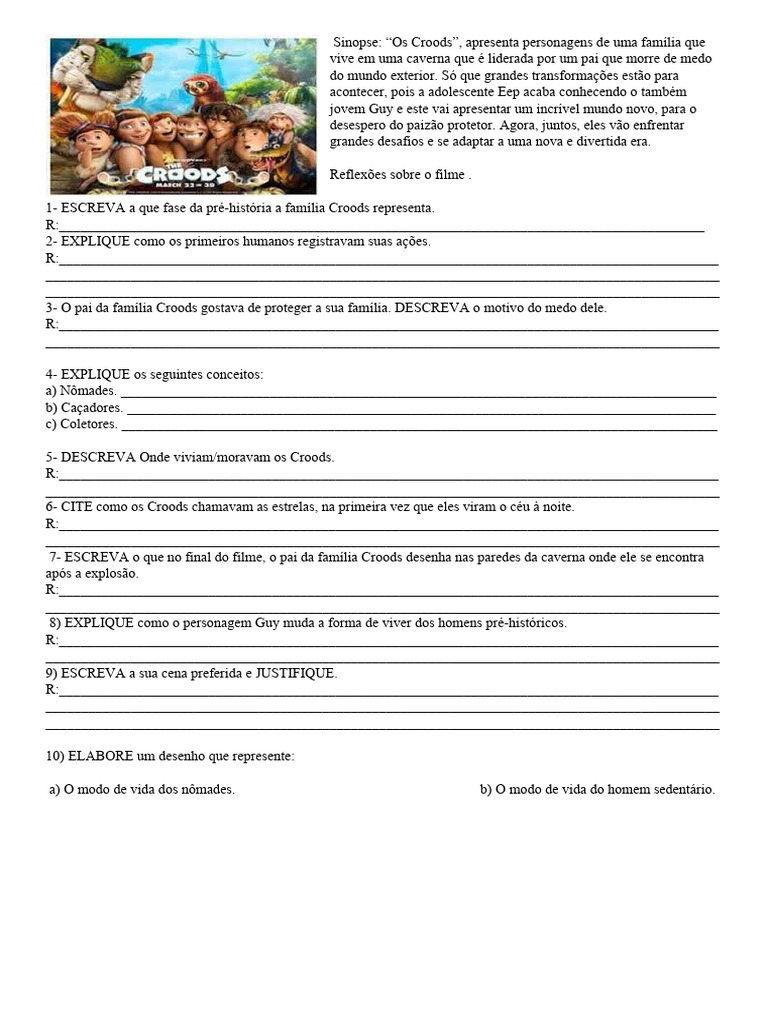 Atividades Do Filme Croods | PDF