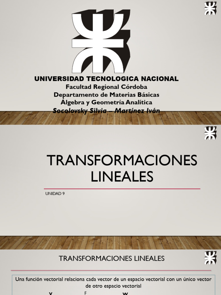 U9 Transformaciones Lineales AV | Descargar gratis PDF | Mapa lineal | Espacio vectorial