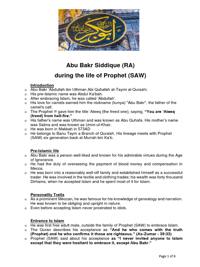 Abu Bakr: The First Caliph's Legacy | PDF | Muhammad | Umar