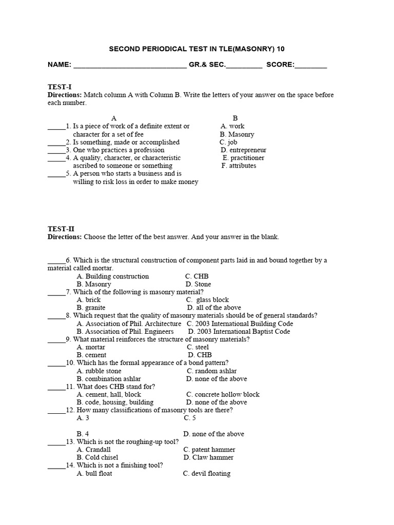 PT g10 Tle (Masonry) | PDF | Concrete | Masonry