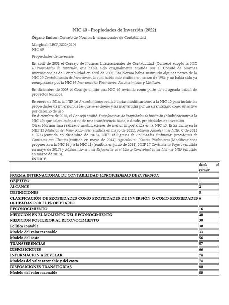 40 Propiedades de Inversion | PDF | normas internacionales de ...