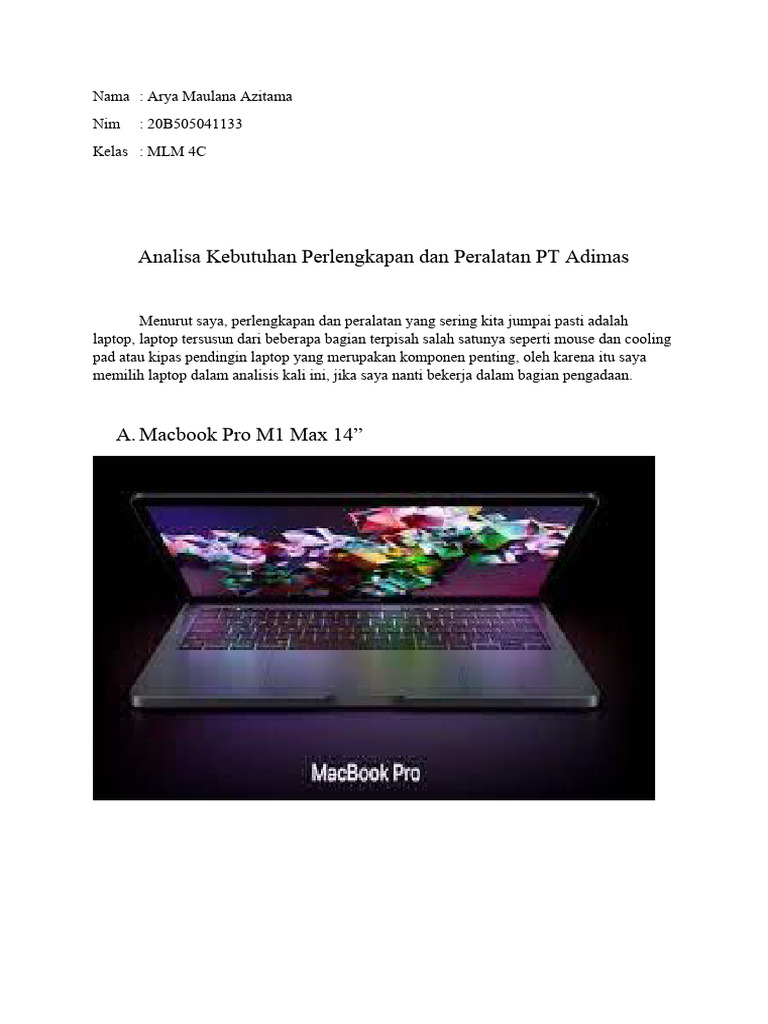 Analisis Perlengkapan Laptop PT Adimas | PDF
