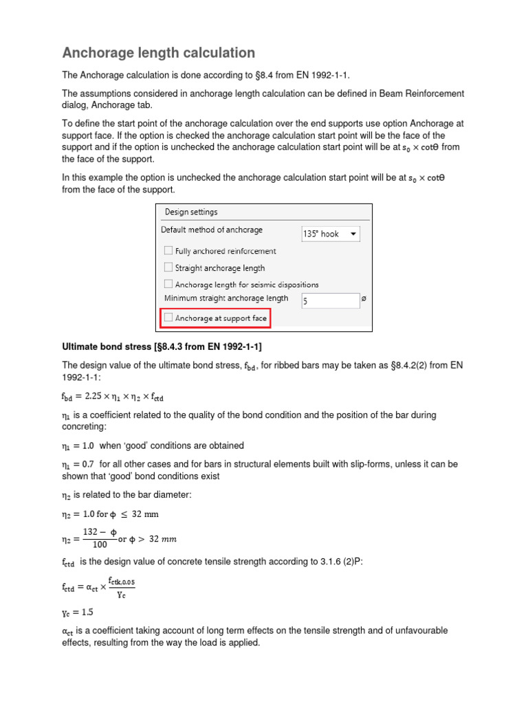 Anchorage Length Calculation | PDF | Stress (Mechanics) | Building Engineering