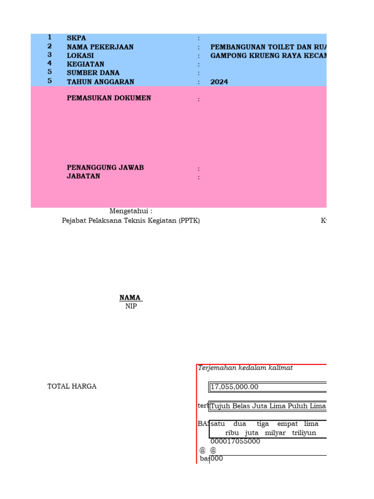RAB Toilet & Ruang Ganti Sabang | PDF