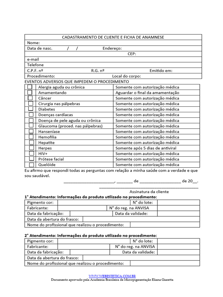 Ficha de Anamnese - GR Fica | PDF | Causas de morte | Sistema de saúde