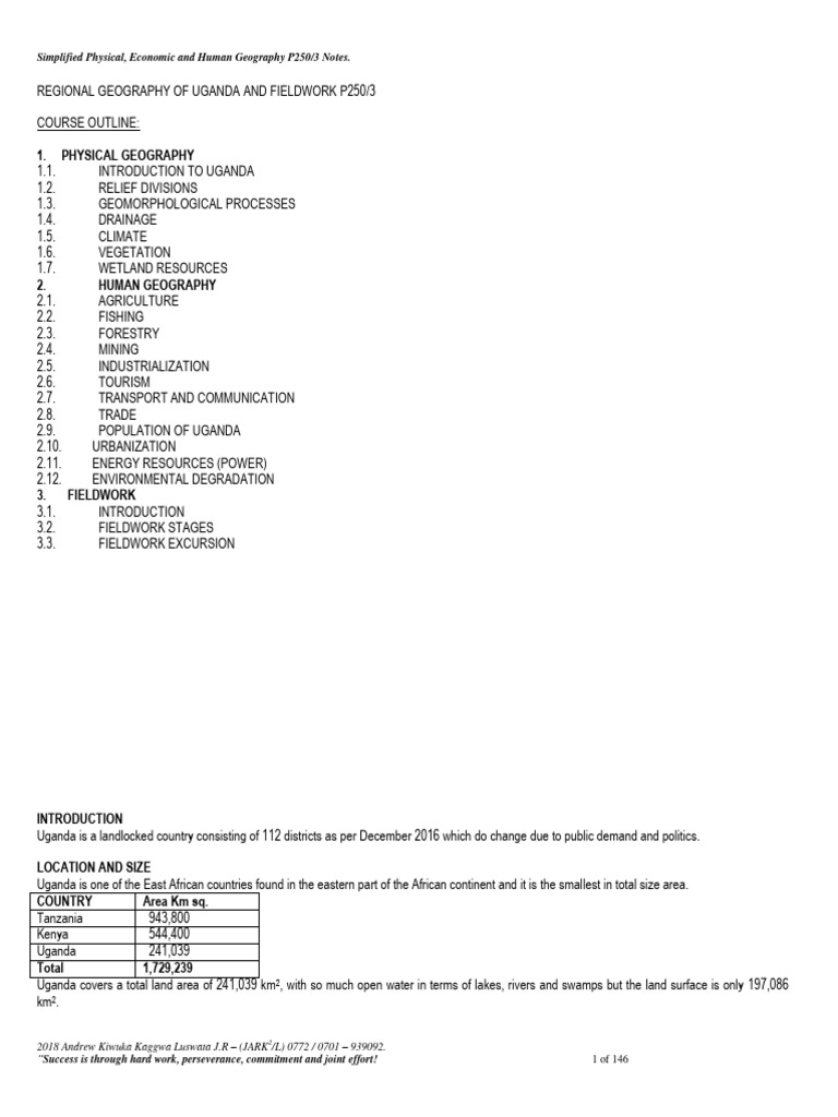 GEOG3 Regional Geog of Uganda and Field Work-1 | Download Free PDF | Volcano | Volcanism