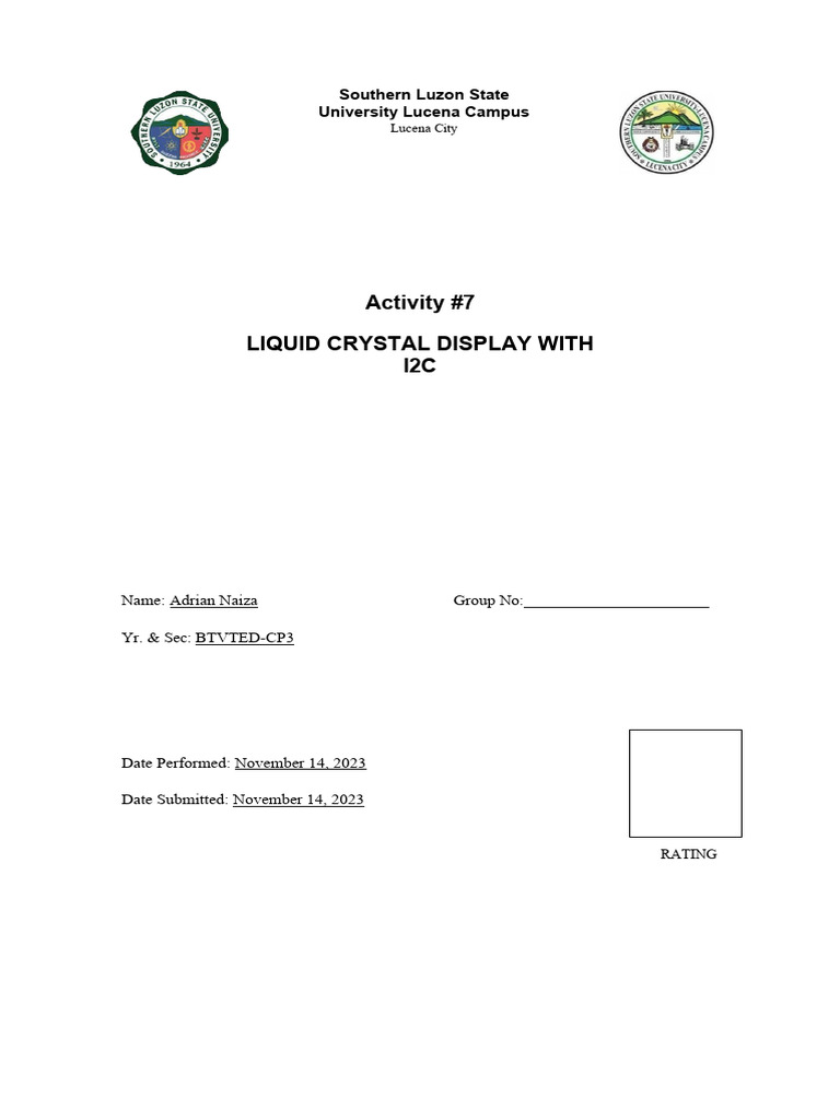 Naiza Lab 6 LCD | PDF | Arduino | Liquid Crystal Display