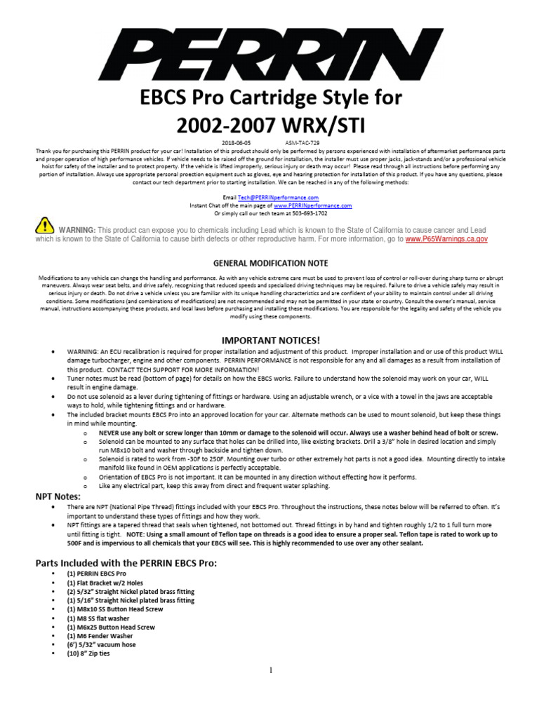 Perrin EBCS - ASM-TAC-729 | PDF | Turbocharger | Manufactured Goods
