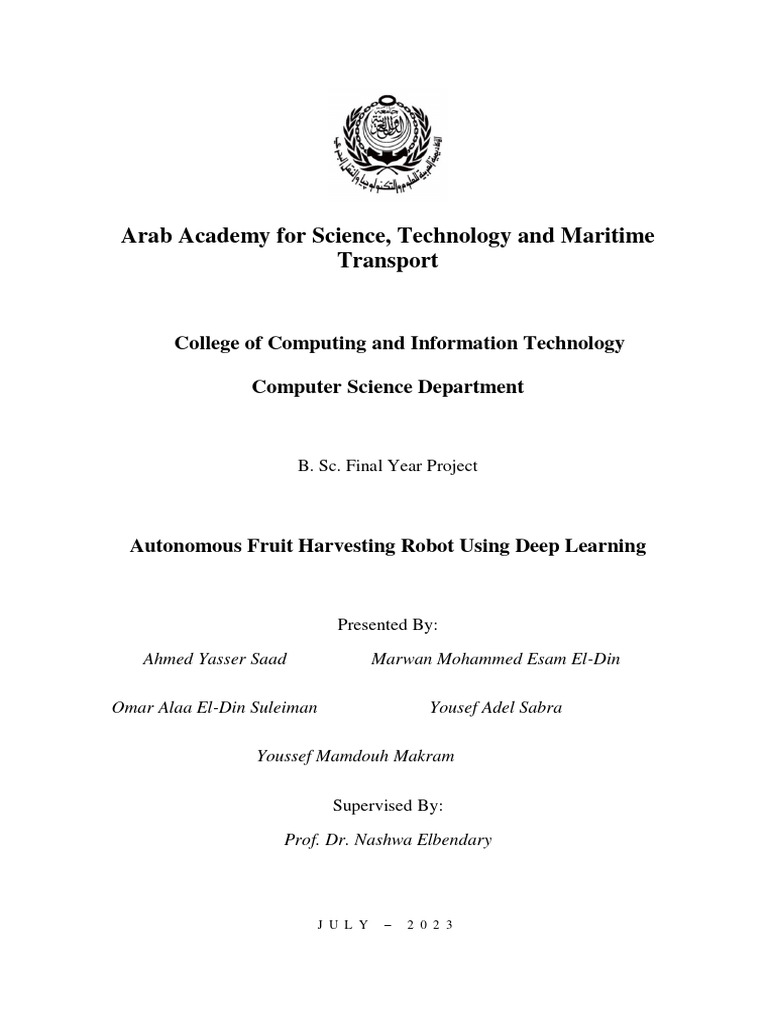 Autonomous Fruit Harvesting Robot Using Deep Learning FINAL | PDF | Deep Learning