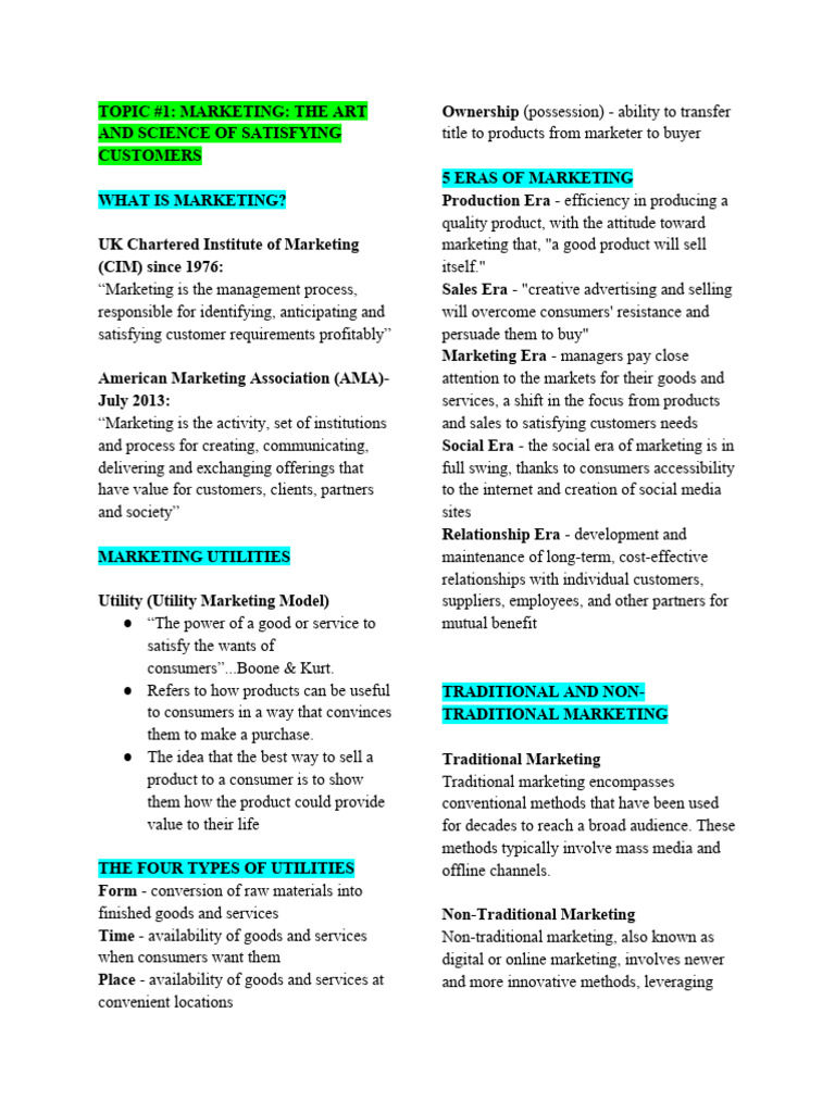 Marketing Reviewer | PDF | Marketing | Market Segmentation