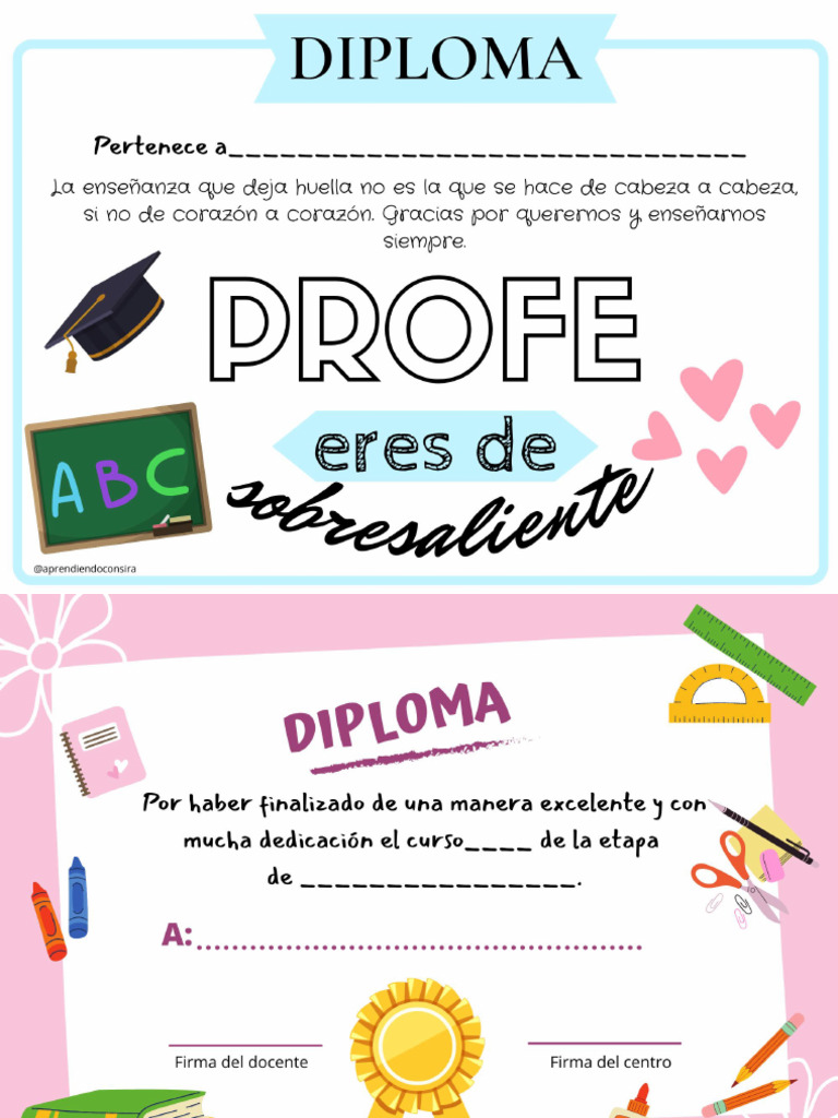 Diplomas Fin de Curso. Aprendiendo Con Sira | PDF
