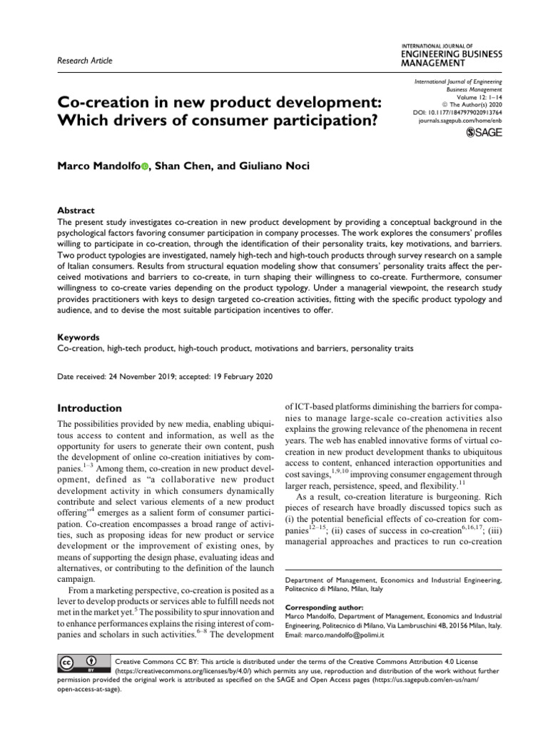 Drivers of Consumer Co-Creation | PDF | Motivation | Motivational