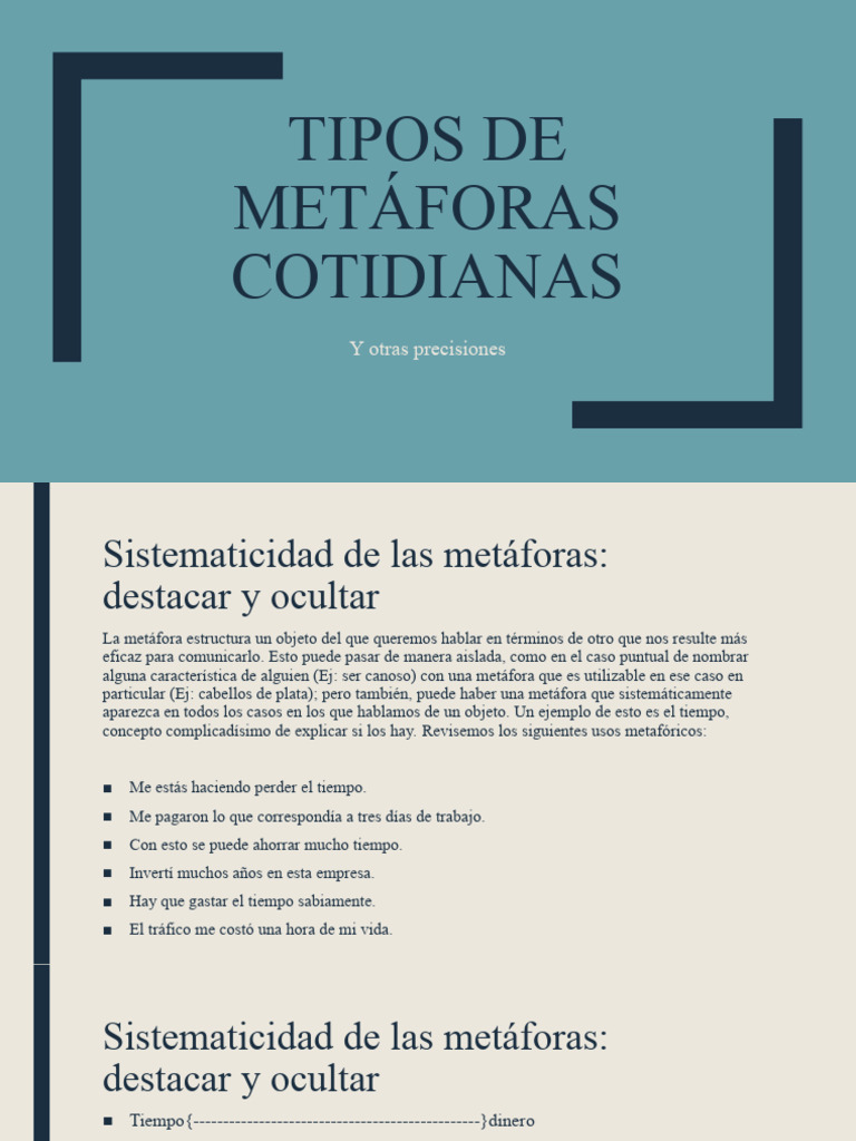 Tipos de Metáforas Cotidianas Explicadas | PDF | Metáfora | Mente