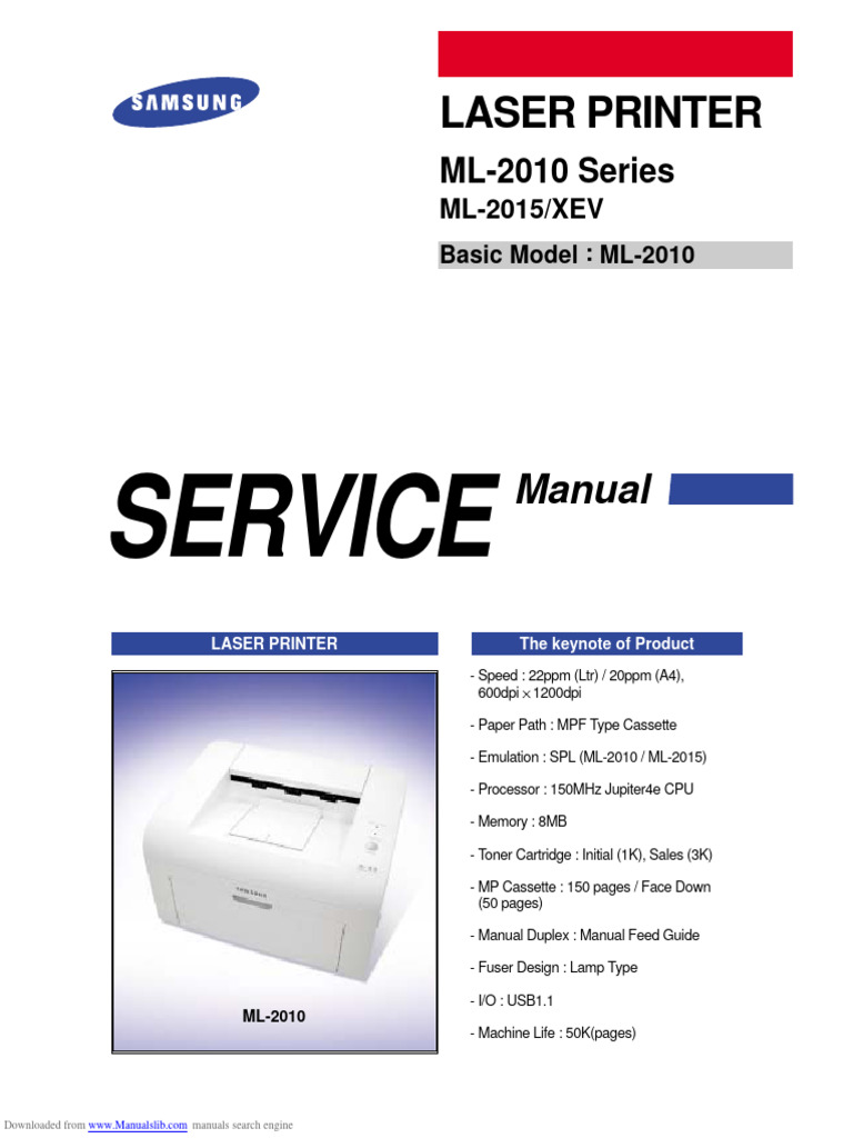 Samsung ML-2010 Series, ML-2015 | PDF | Electrostatic Discharge ...