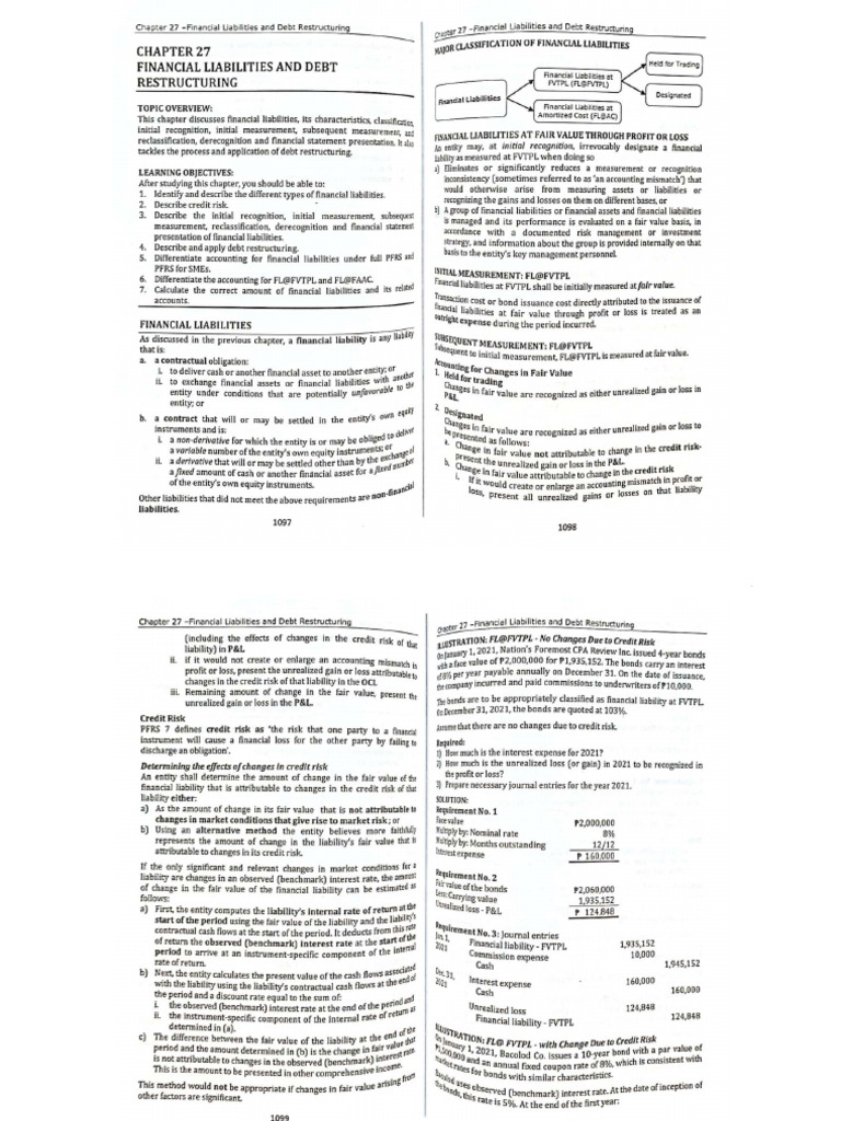 Financial Liabilities and Restructuring | PDF | Debt | Liability ...