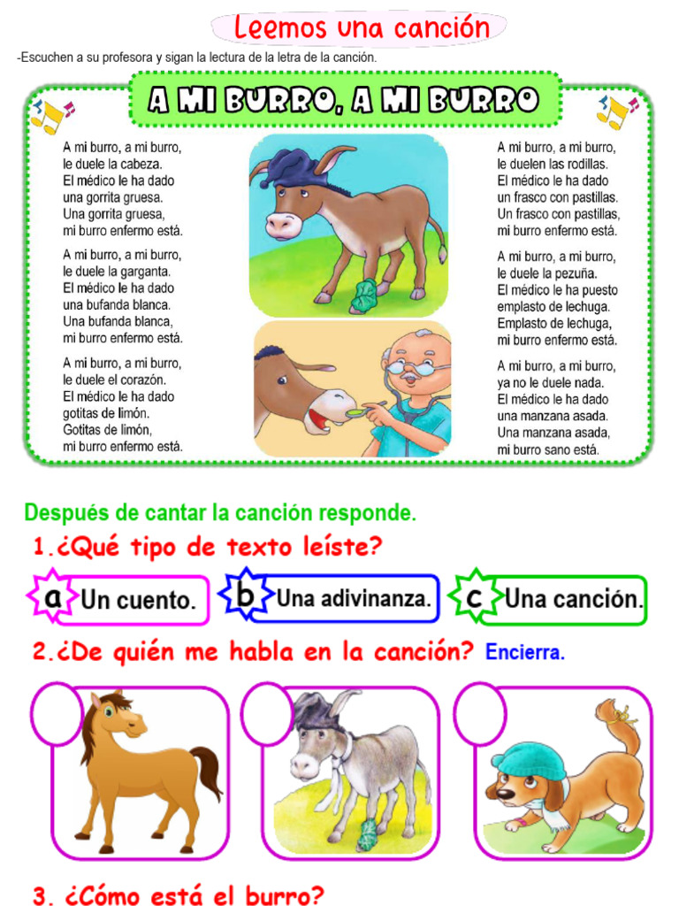 Jueves 25 de Abril Ficha A Mi Burro-Leemos Juntos | PDF