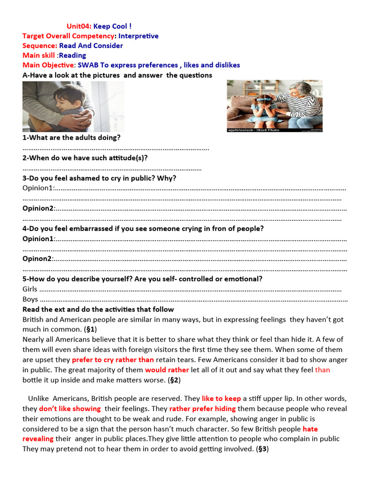 Unit04 Feelinngs and Emotions in Two | PDF | Feeling | Anger