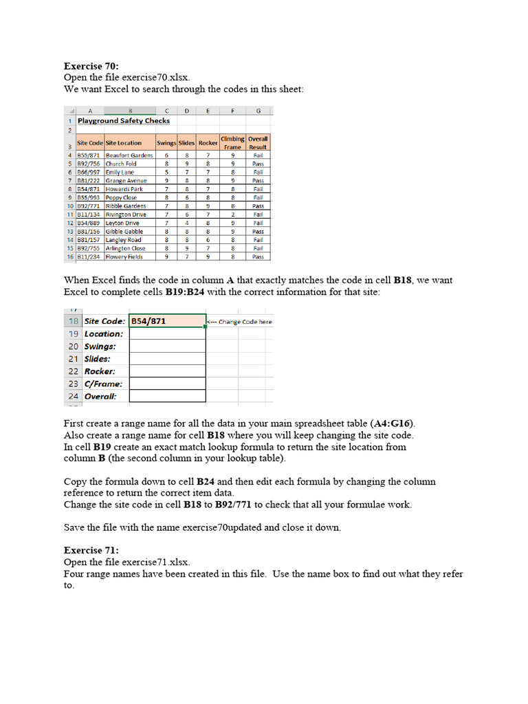 Exercise 70 | PDF | Microsoft Excel | Spreadsheet