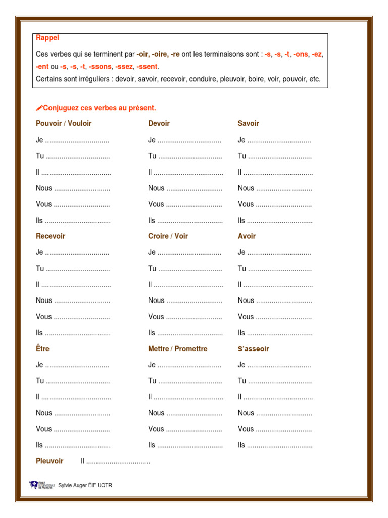 Le Présent de Lindicatif Exercices Et Corrigé Web-3 | PDF | Linguistique