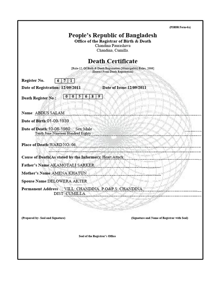 Death Certificate | PDF