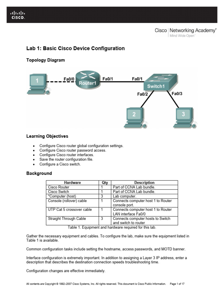 Bai 1-1 - Cau Hinh Co Ban Thiet Bi-Solved | PDF | Cisco Certifications | Router (Computing)