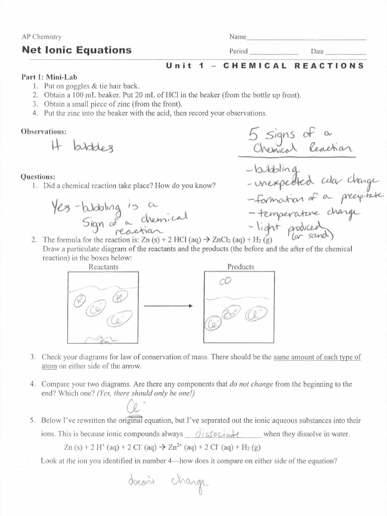 A. Net Ionic Equations Demo KEY | PDF | Chemical Compounds | Physical ...