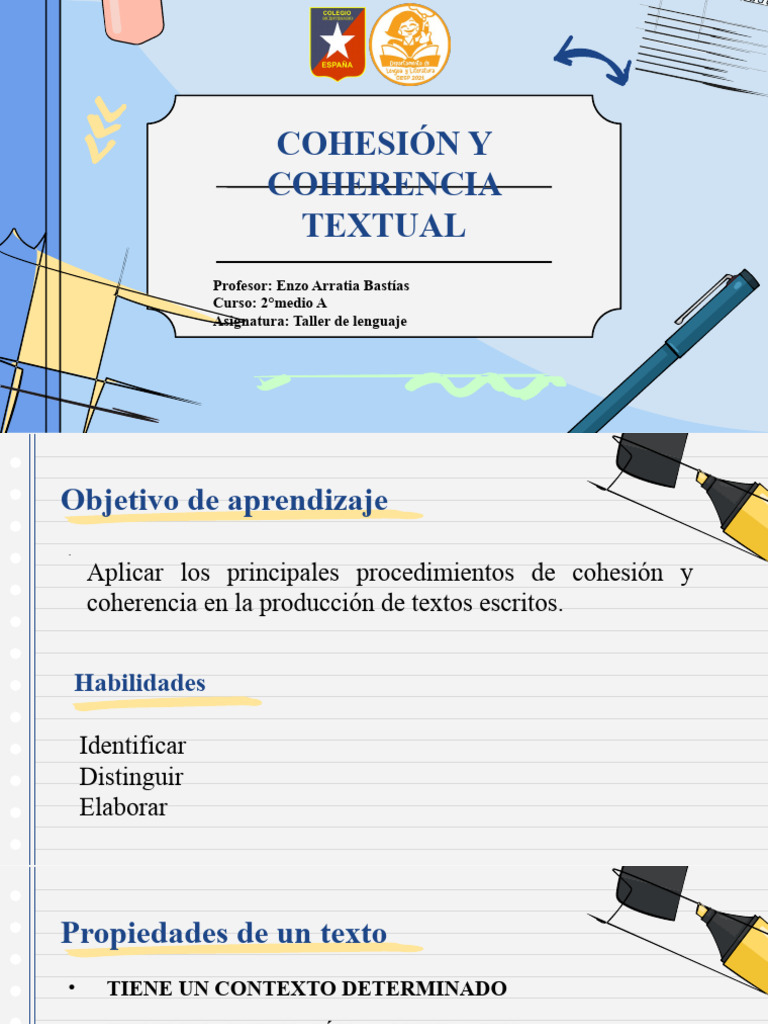 Cohesión y Coherencia Textual - Taller de Lenguaje | PDF
