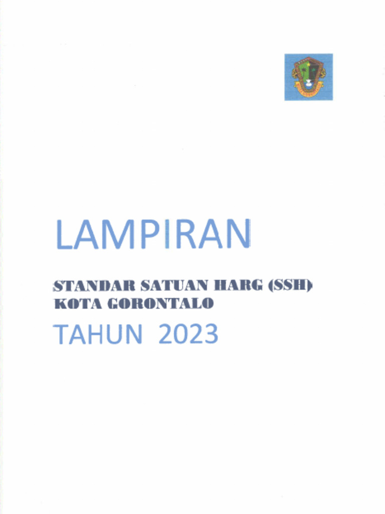Lampiran Standar Satuan Harga (SSH) Kota Gorontalo 2023 | PDF