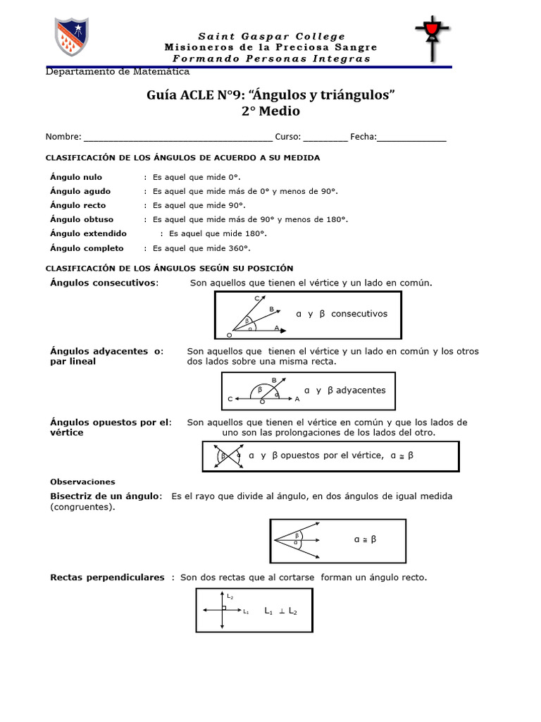 Guia9 Acle Geometrc3ada | PDF | Triángulo | Ángulo