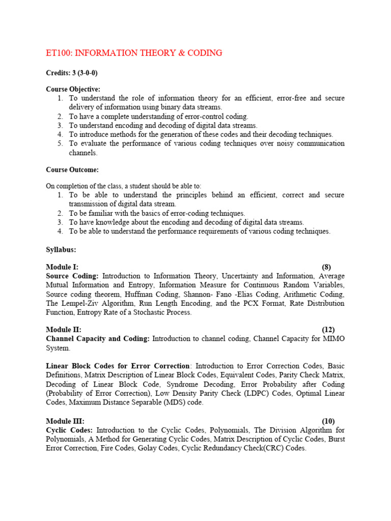 PE Coding in Information Theory | PDF | Error Detection And Correction | Low Density Parity ...