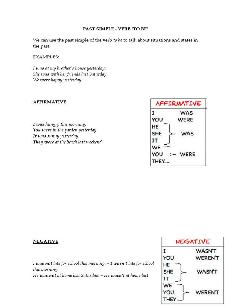 PAST SIMPLE - VERB BE | PDF
